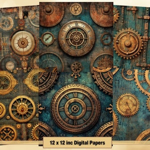 Printable Steampunk Digital Papers, Industrial Pages, Masculine ...