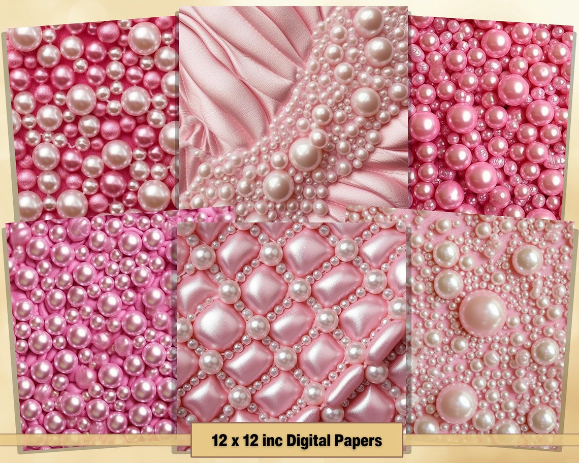 Printable Pink Pearl Digital Paper, Pearl Patterns Page, Silk & Pearl ...