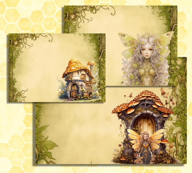 Printable Bee Fairy Digital Paper Enchanted Fairies Ephemera - Etsy