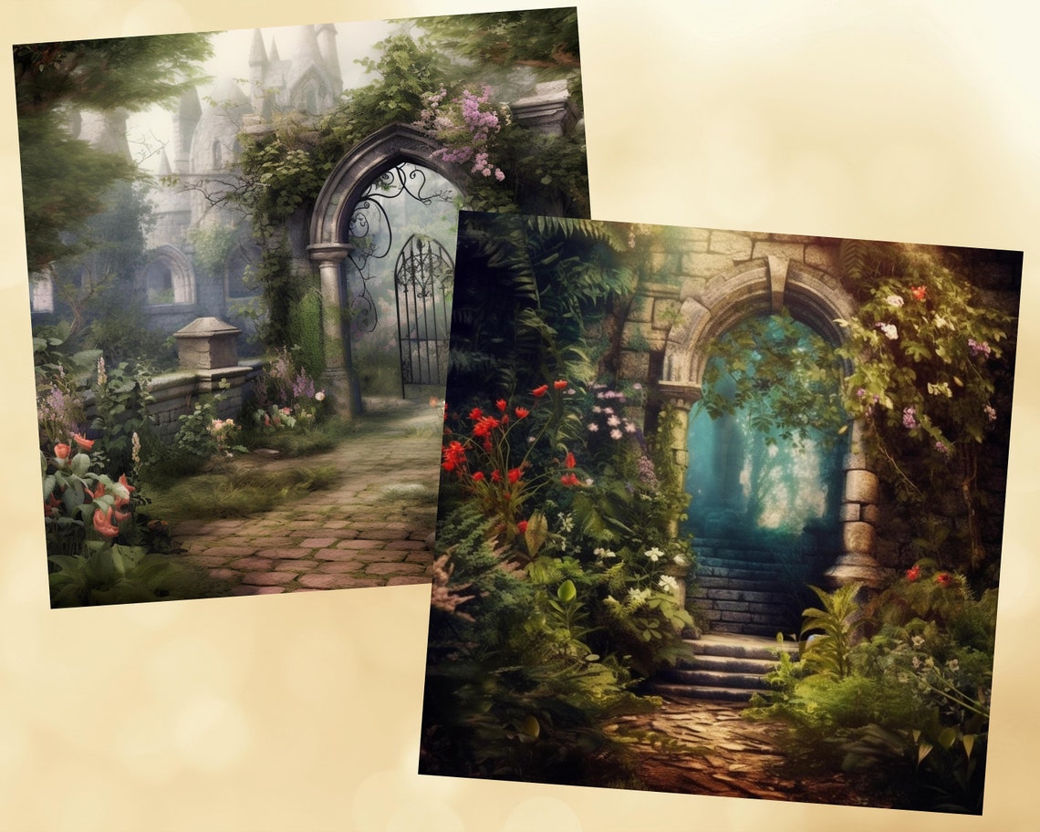 Printable Enchanted Garden Digital Paper, Magical Garden Pages ...