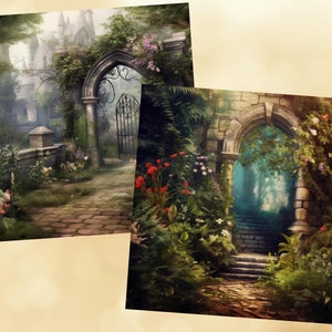 Printable Enchanted Garden Digital Paper, Magical Garden Pages ...