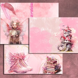Printable Pink Fairy Digital Paper, Enchanced Fairies Ephemera ...