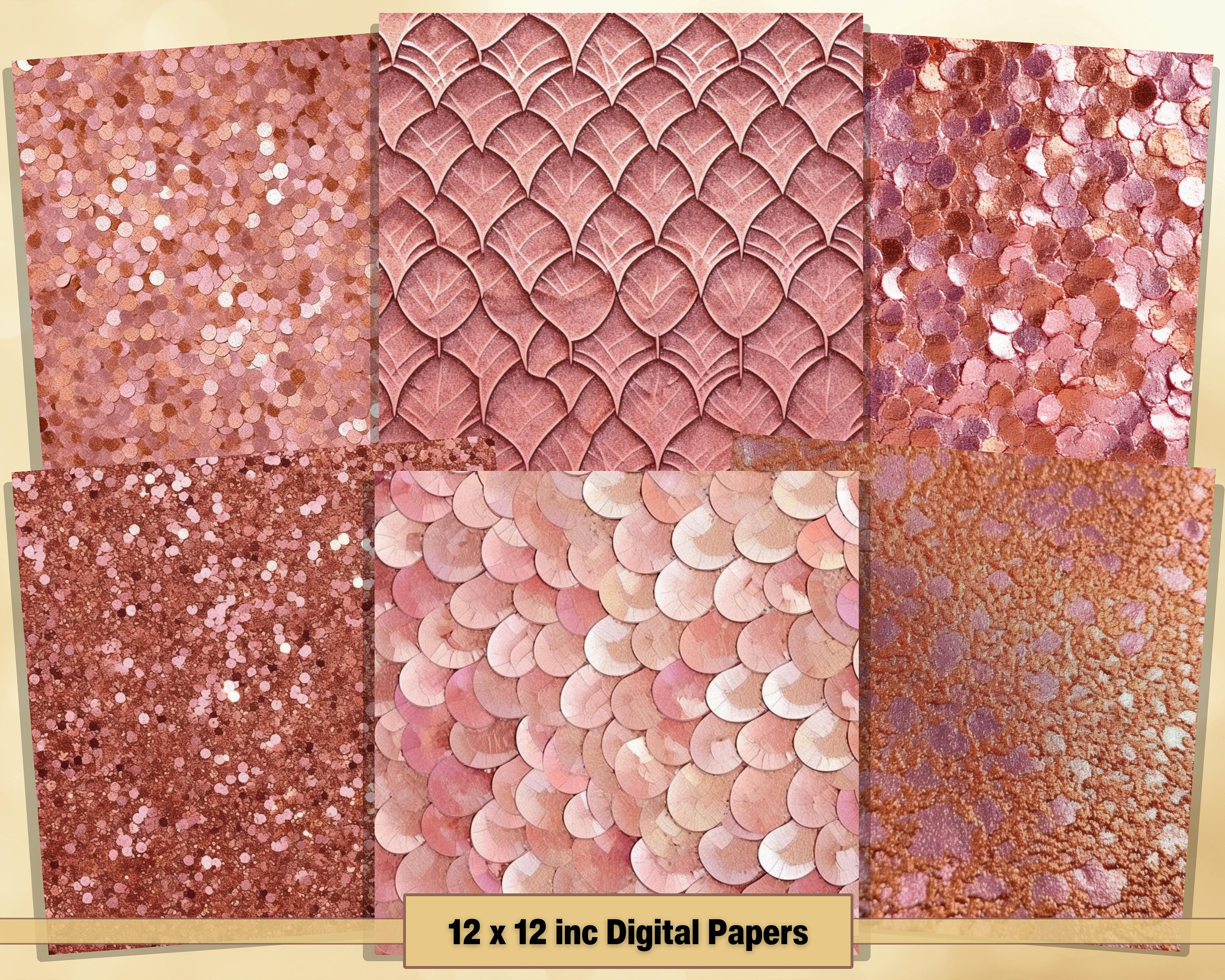 Printable Rose Gold Glitter Digital Papers Sequin Page - Etsy