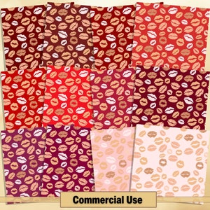 Printable Valentine's Day 200 Seamless Lipstick Kiss Pattern Digital ...