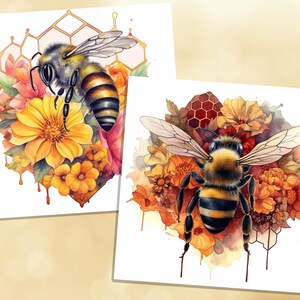 Printable Floral Honey Bee Digital Papers, Beehive Pages, Bee ...