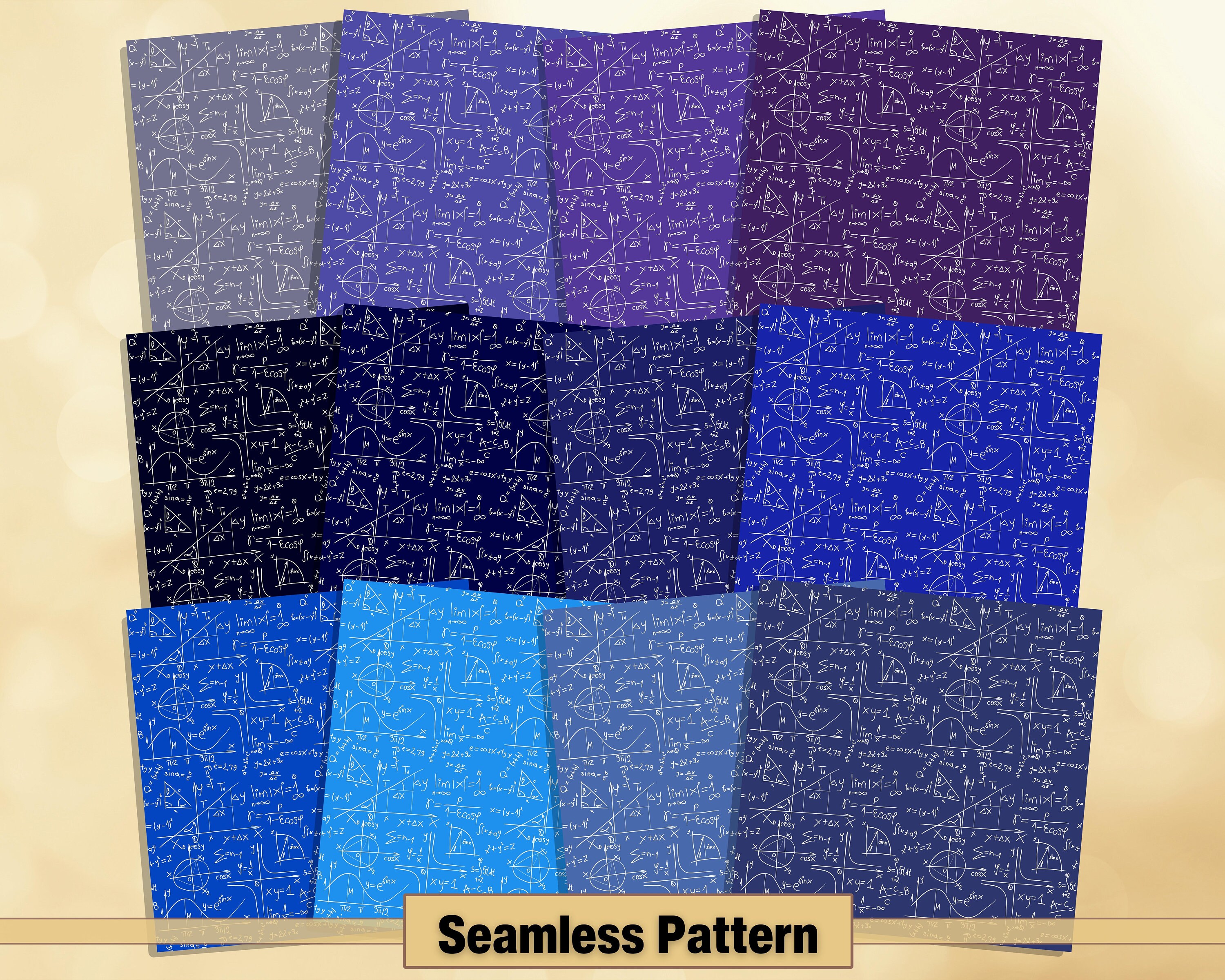 Printable 200 Seamless Math Formulas Pattern Digital Papers ...