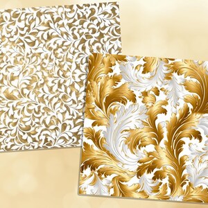 Printable Gold and White Damask Digital Papers, Gold Patterns Pages ...