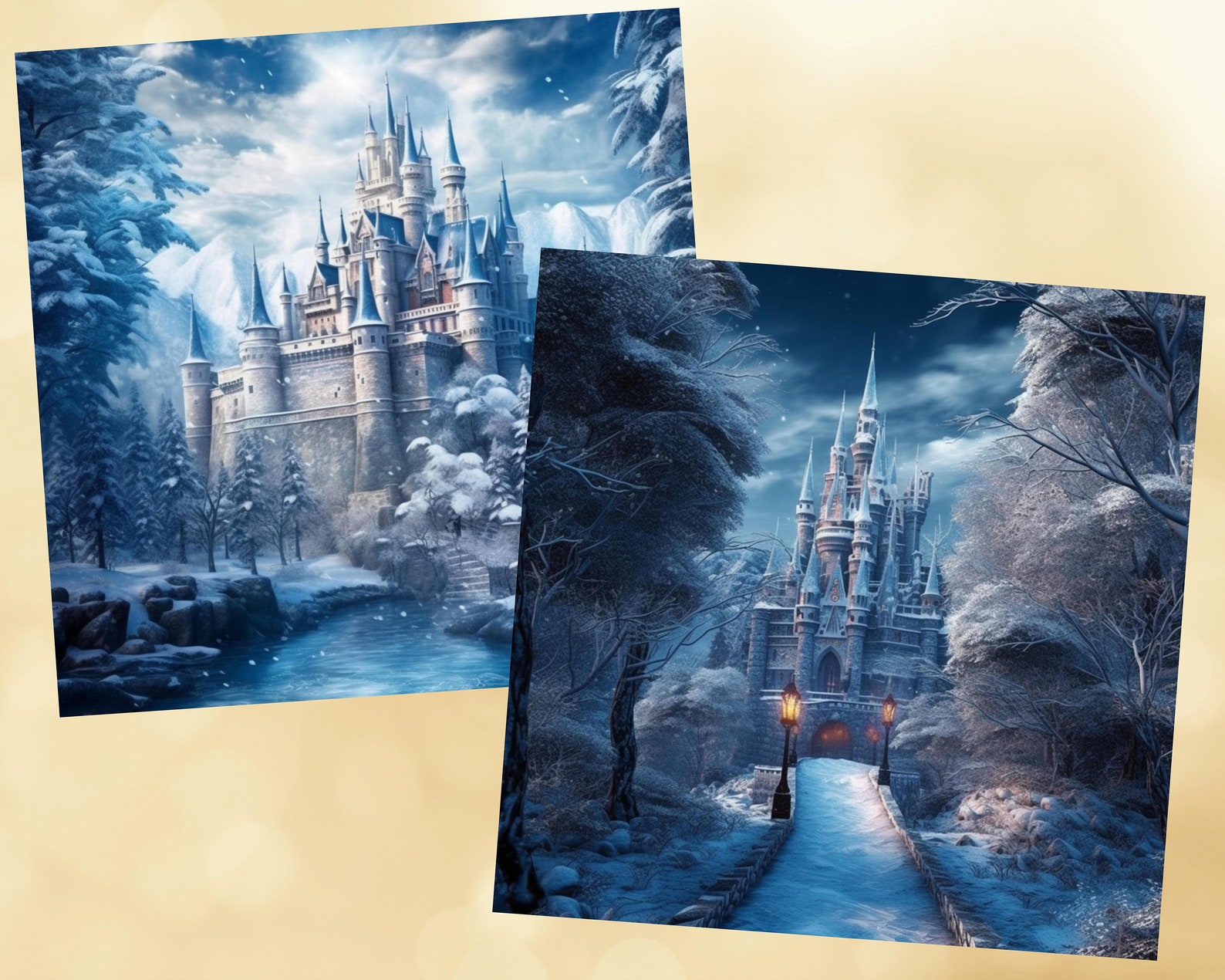 Printable Winter Wonderland Digital Papers, Snow Forest Pages, Winter ...