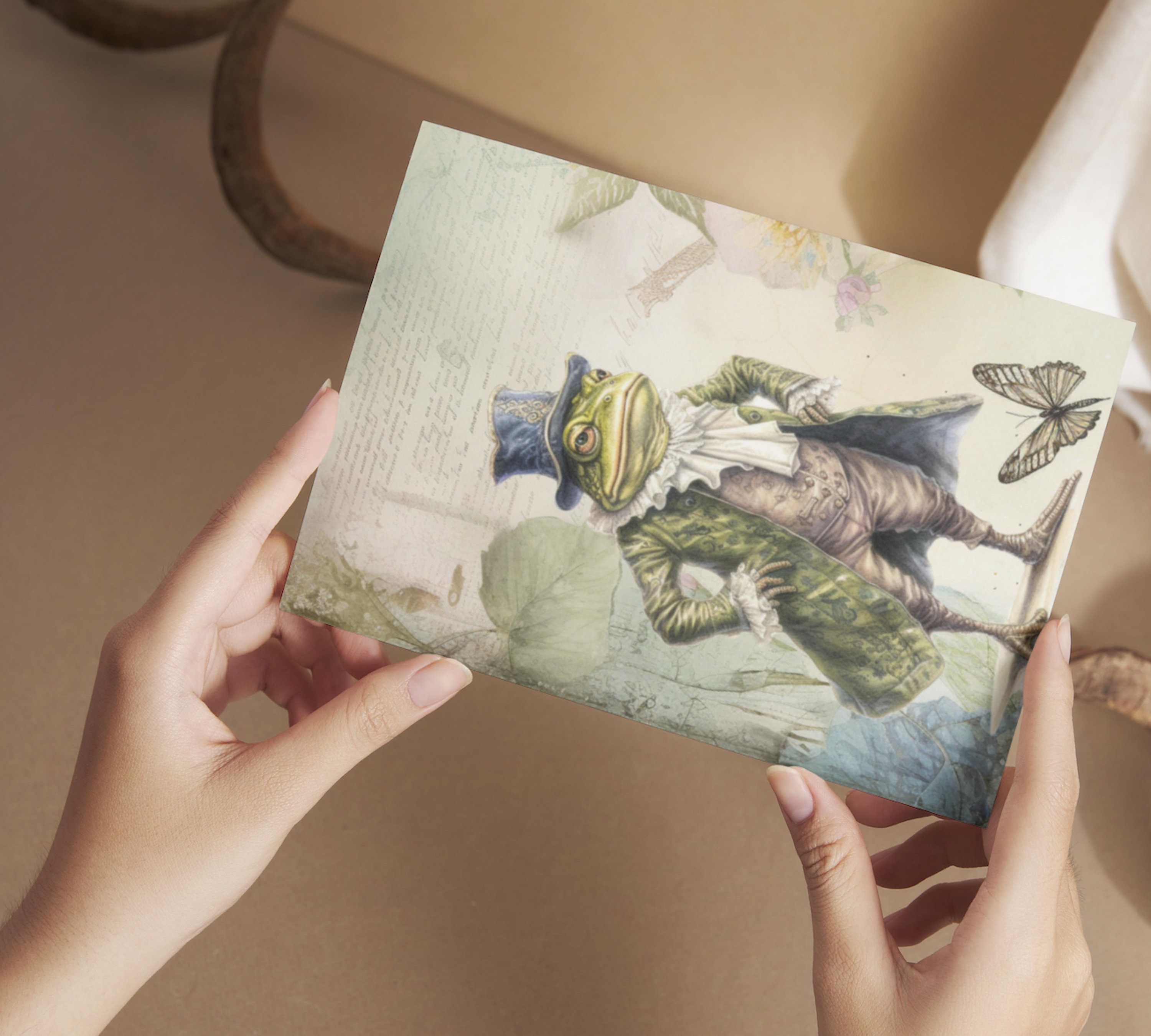 Printable Frog Watercolor Paper, Cute Dressed Frog Ephemera, Frog and ...