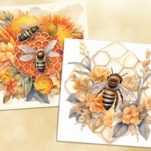 Printable Floral Honey Bee Digital Papers, Beehive Pages, Bee ...