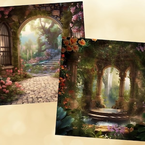 Printable Enchanted Garden Digital Paper, Magical Garden Pages ...