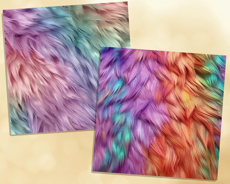 Printable Iridescent Fur Textures Digital Papers, Rainbow Fur Pages ...