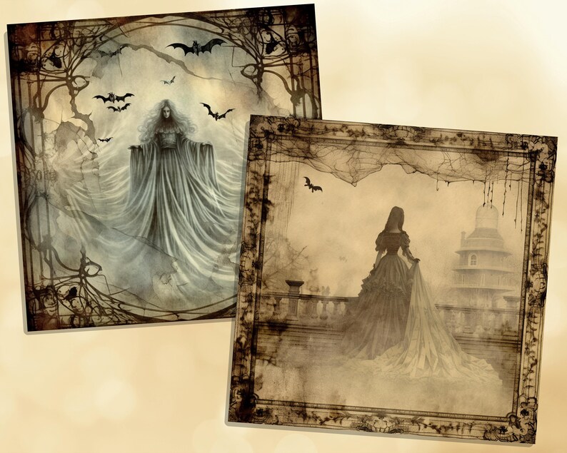 Printable Spooky Ghost Digital Papers Pages Halloween - Etsy