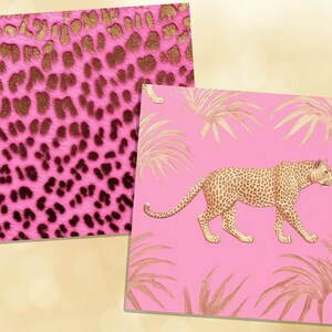 Printable Pink and Gold Leopard Digital Papers, Leopard Spot Pages ...