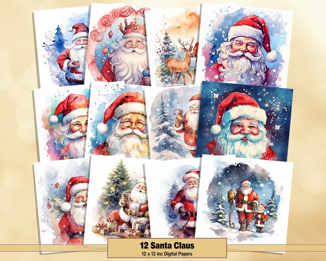 Printable Santa Claus Digital Paper Christmas Page - Etsy