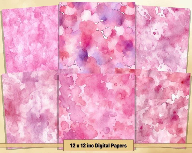 Printable Pink Watercolor Digital Papers, Abstract Watercolour Pages ...