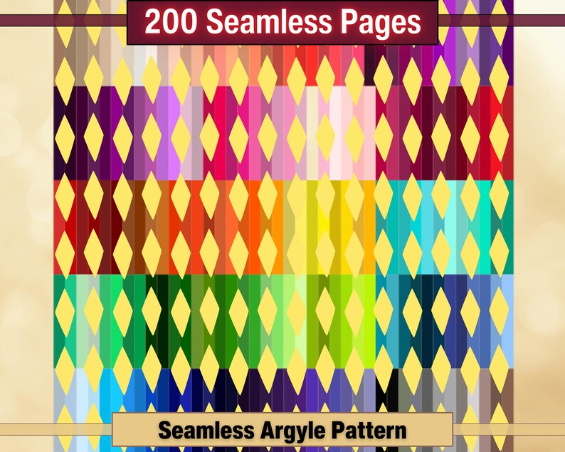 Printable 200 Seamless Argyle Pattern Digital Papers, Argyle Colour ...