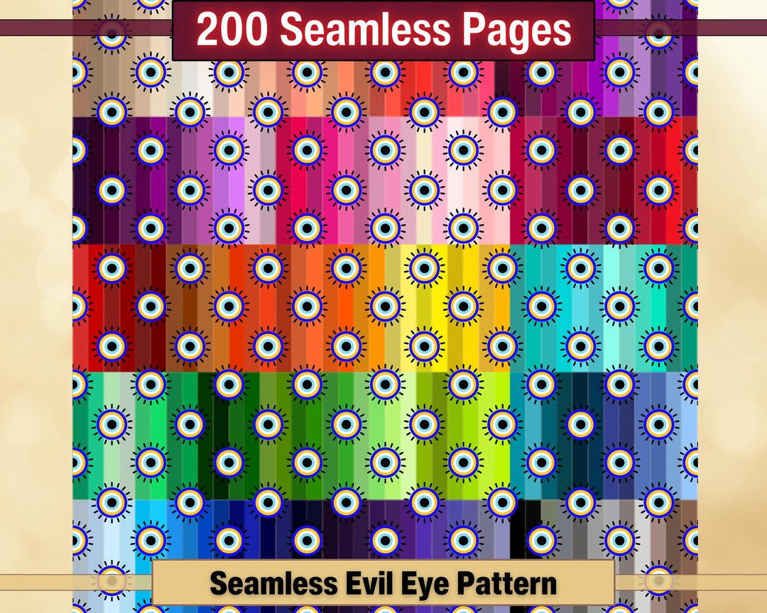 Printable 200 Seamless Evil Eye Pattern Digital Papers, Turkish Eye ...