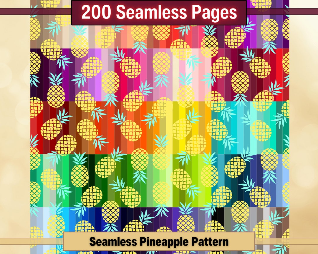 Printable 200 Seamless Pineapple Pattern Digital Papers, Pineapples ...