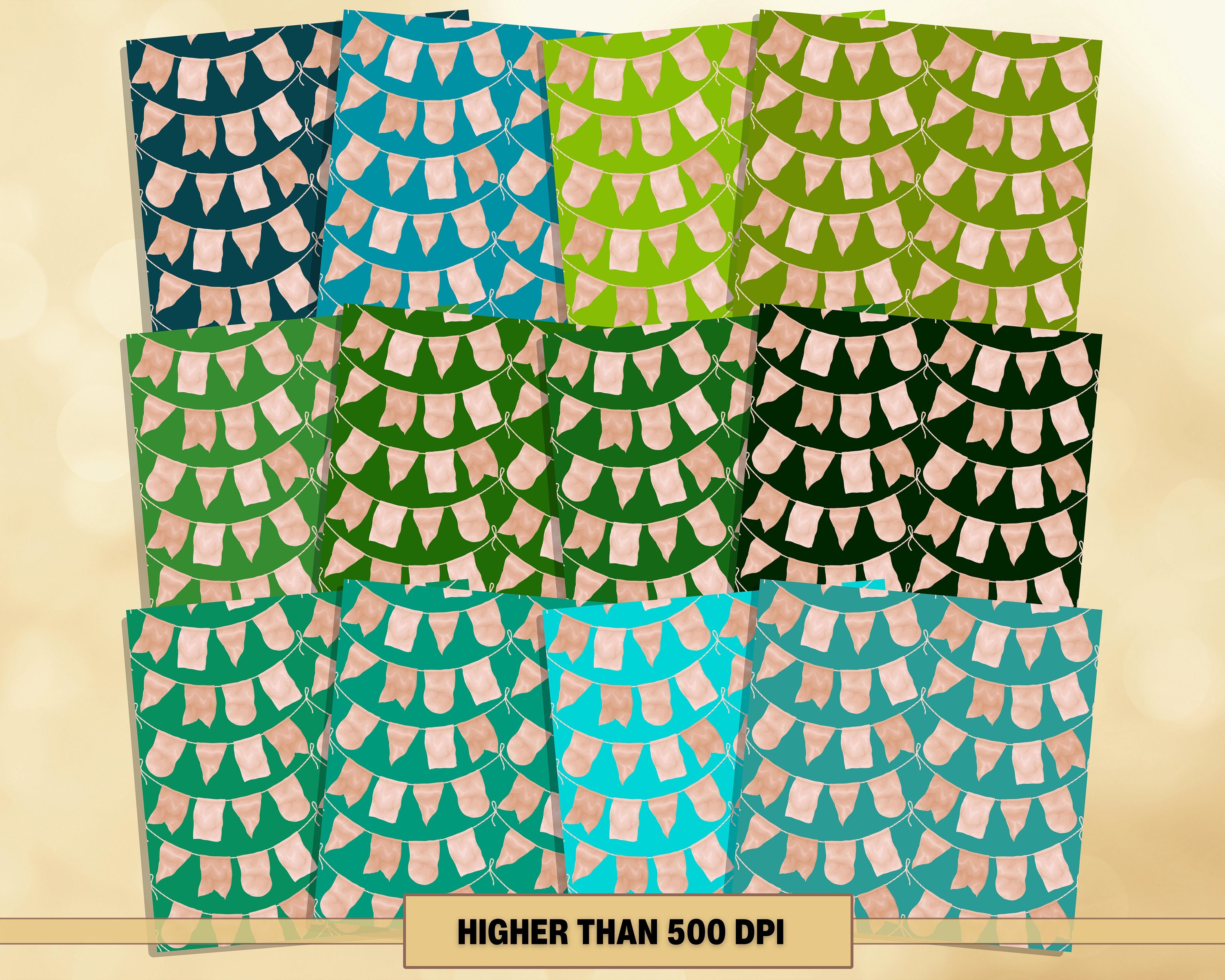 Printable 200 Seamless Bunting Flags Pattern Digital Papers, Bunting ...