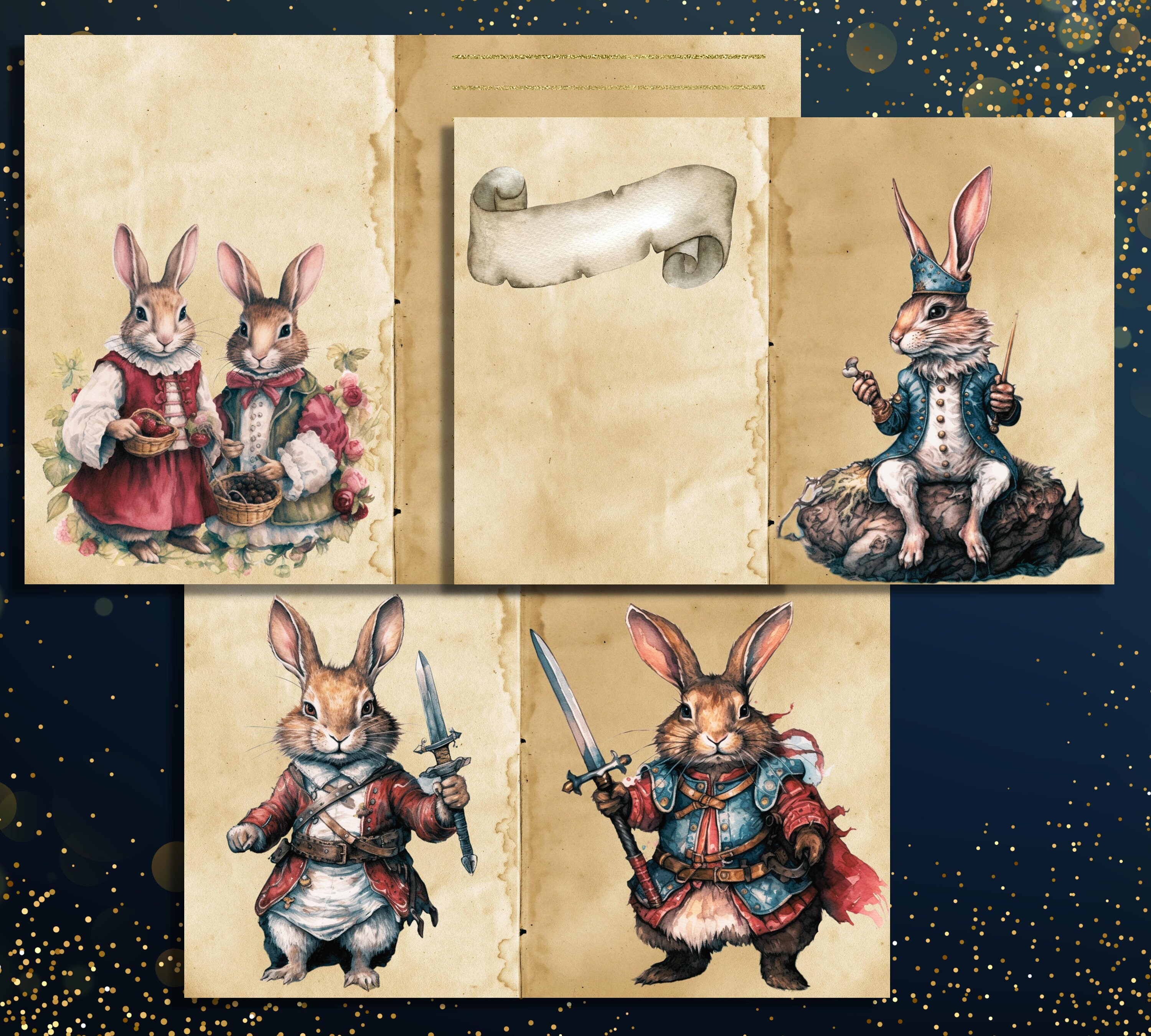 Printable Victorian Rabbit Digital Paper Dressed Animals - Etsy