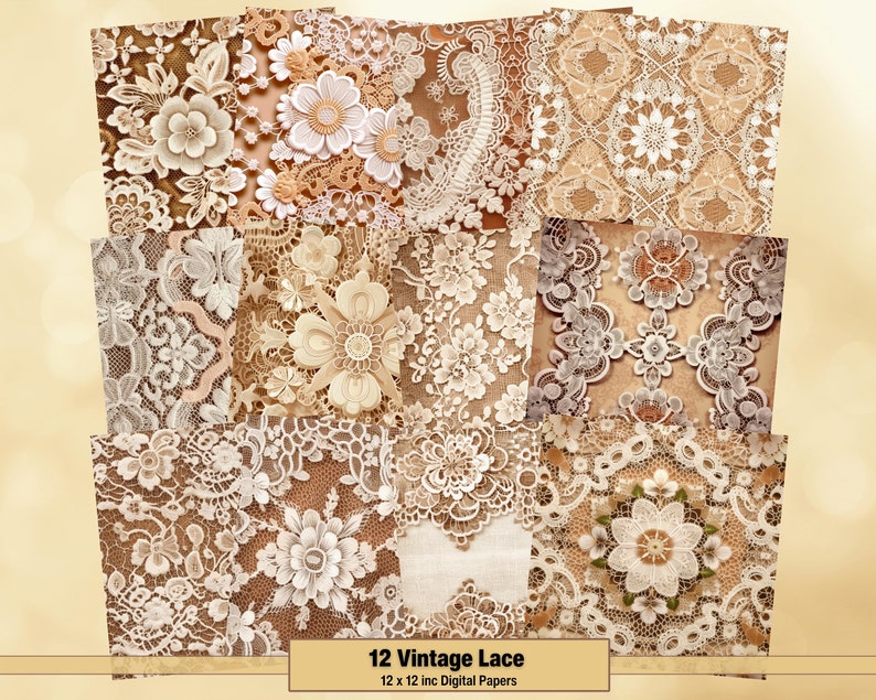 Printable Vintage Lace Digital Paper, Lace Pages, Laced Background ...
