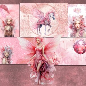 Printable Pink Fairy Digital Paper, Enchanced Fairies Ephemera ...