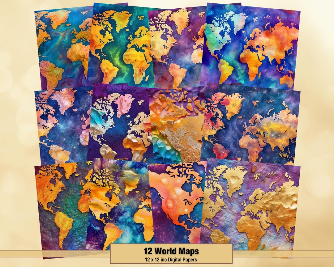 Printable World Maps Digital Papers, Antique Pages, Vintage Background ...