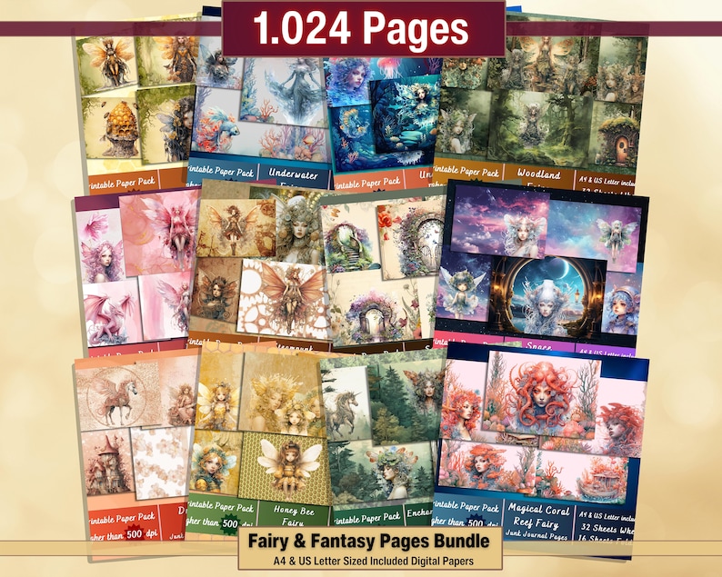 Printable Fairy & Fantasy Digital Paper Mega Bundle Magic - Etsy UK