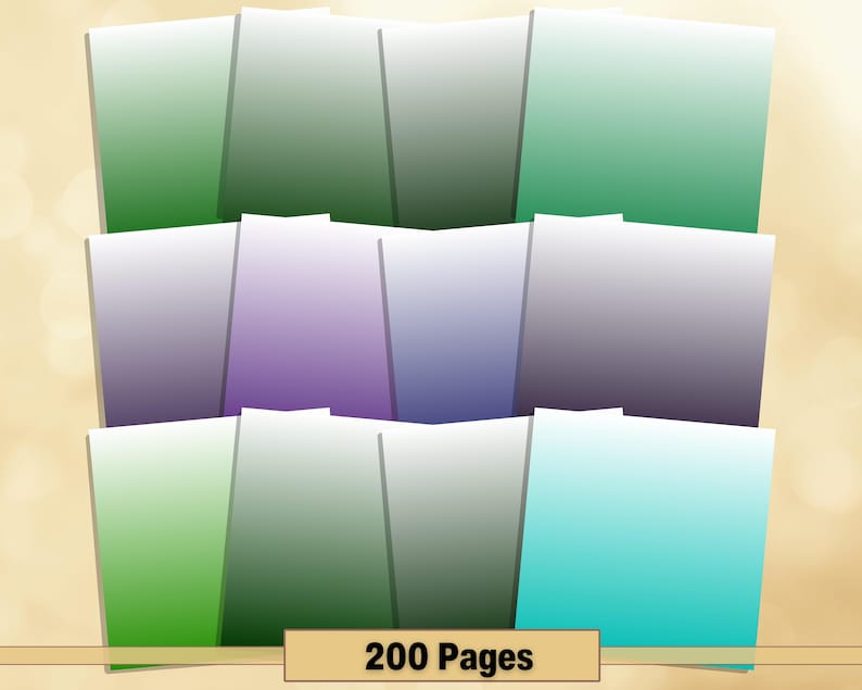 Printable 200 White Ombre Digital Papers, Ombre Gradient Rainbow Colour ...