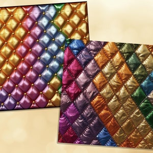 Printable Rainbow Quilted Digital Papers, Tufted Pages, Upholstery ...