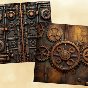 Printable Steampunk Digital Paper, Industrial Pages, Masculine ...
