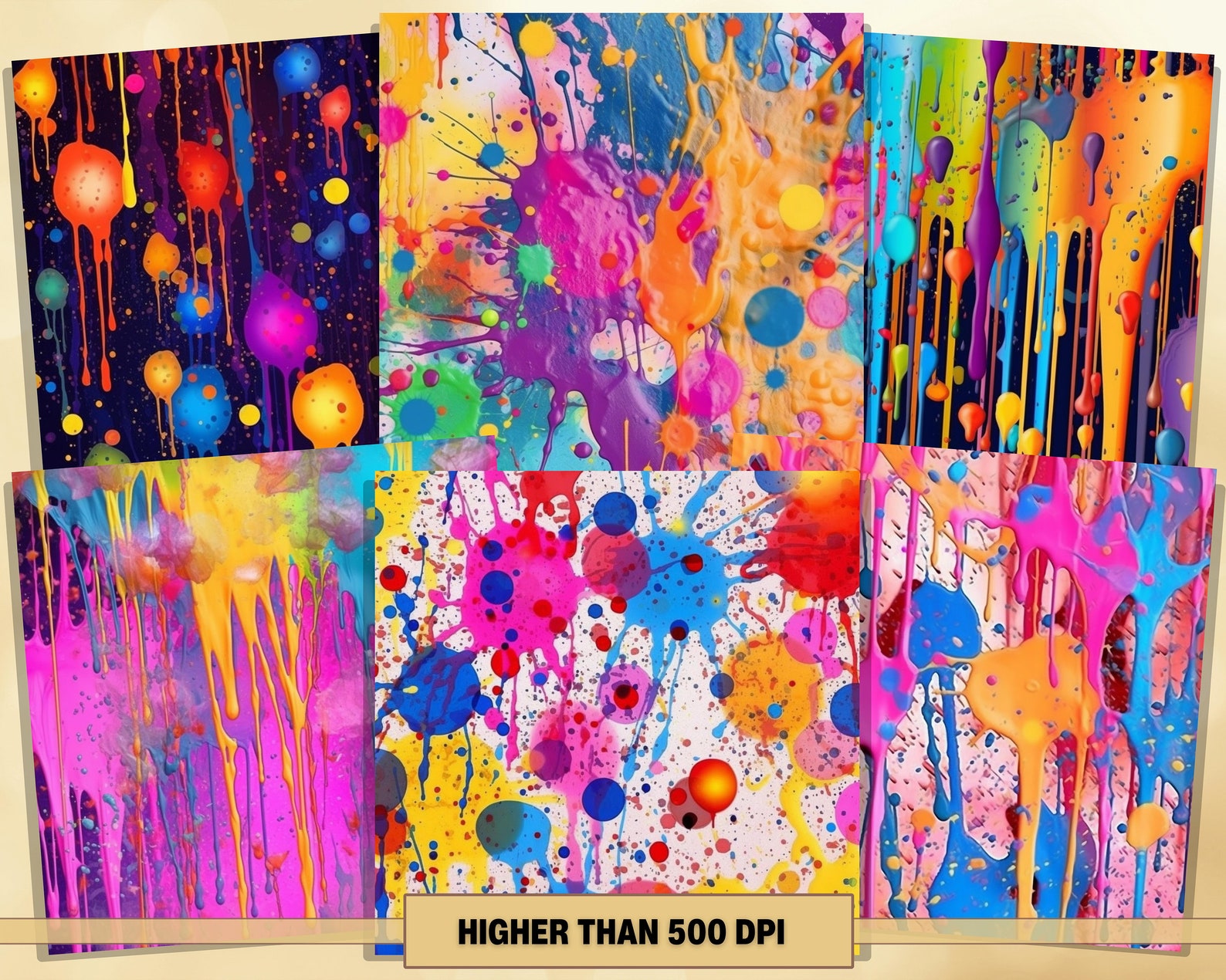 Printable Paint Splatters Digital Papers, Paint Splash Texture Pages ...