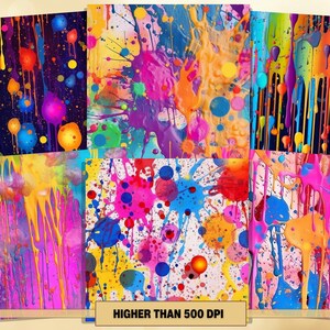 Printable Paint Splatters Digital Papers, Paint Splash Texture Pages ...