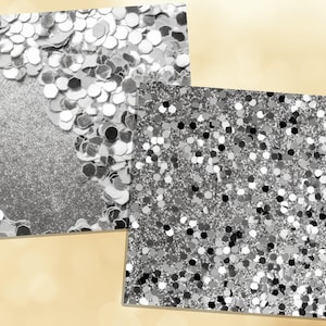 Printable Silver Glitter Digital Papers, Sequins Pages, Sparkle ...
