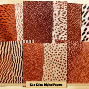 Printable Cowhide Leather Textures Digital Papers, Western Pages ...