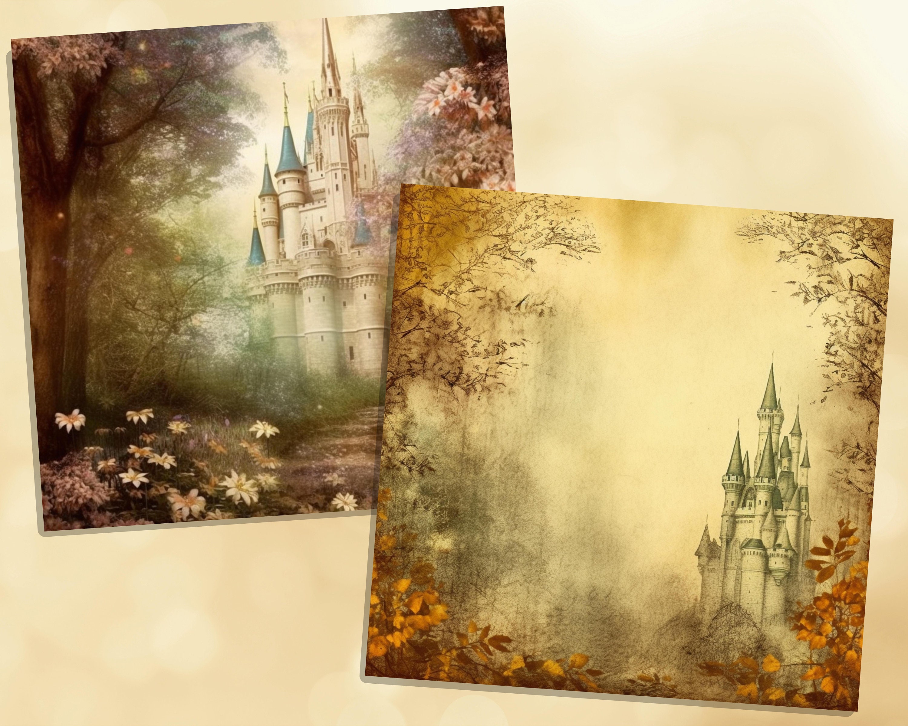 Printable Fairy Fantasy Castle Digital Paper Fantasy Page - Etsy