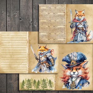 Printable Fox Fancy Paper, Dressed Foxes Ephemera, Victorian Fox Page ...
