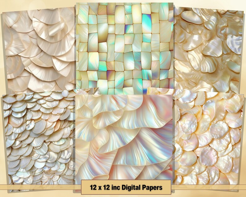 Printable Pearlescent Ivory Digital Papers Pearl Shell Pages - Etsy