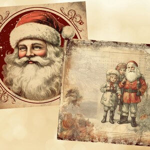 Printable Christmas Santa Digital Papers, Xmas Pages, Vintage ...