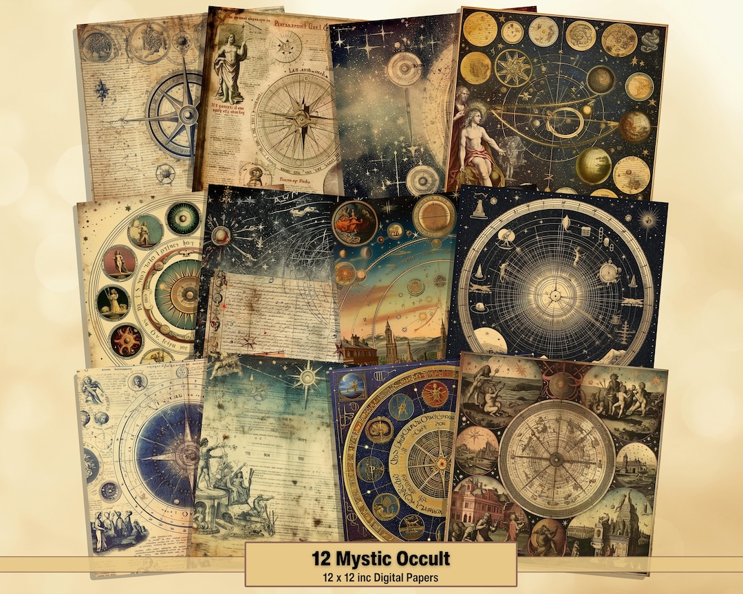 Printable Mystic Occult Digital Papers, Vintage Pages, Background ...