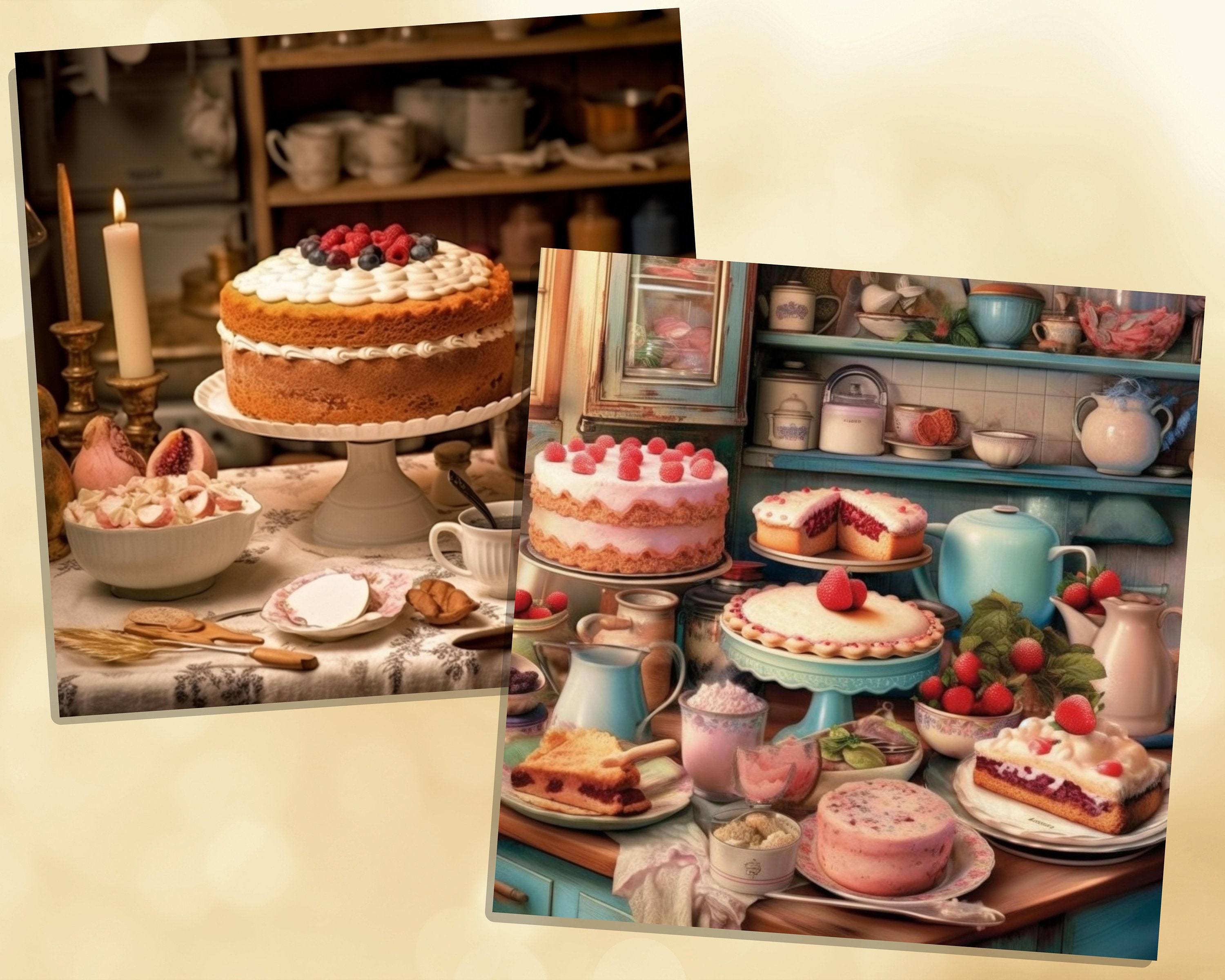 Printable Vintage Sweet Treats Digital Papers Kitchen Pages - Etsy