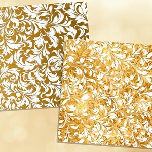 Printable Gold and White Damask Digital Papers, Gold Patterns Pages ...