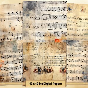 Printable Illustrated Sheet Music Digital Paper, Music Pages ...