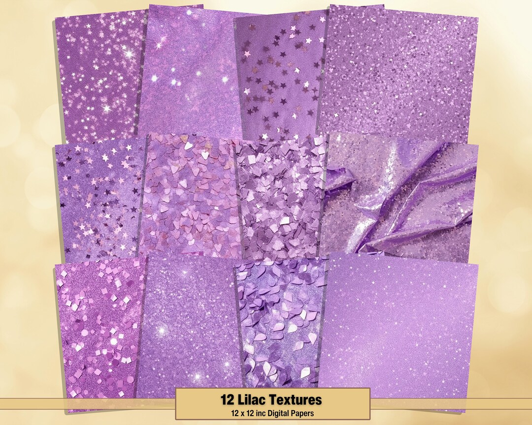 Printable Lilac Textures Digital Papers, Purple Glitter Pages, Foil ...
