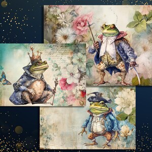 Printable Frog Watercolor Paper, Cute Dressed Frog Ephemera, Frog and ...