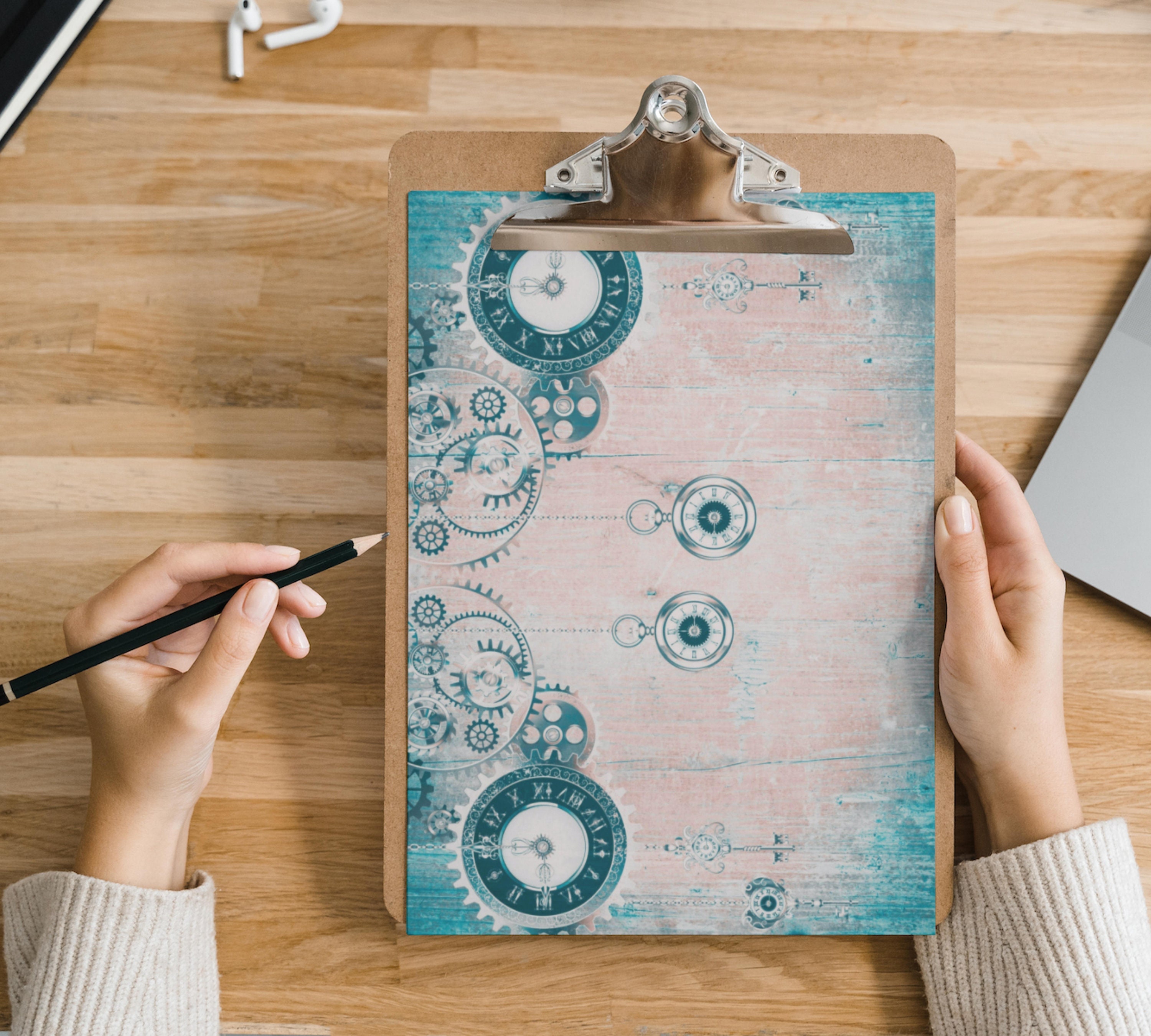 Printable Steampunk Blue Digital Paper Patina Steam Punk - Etsy