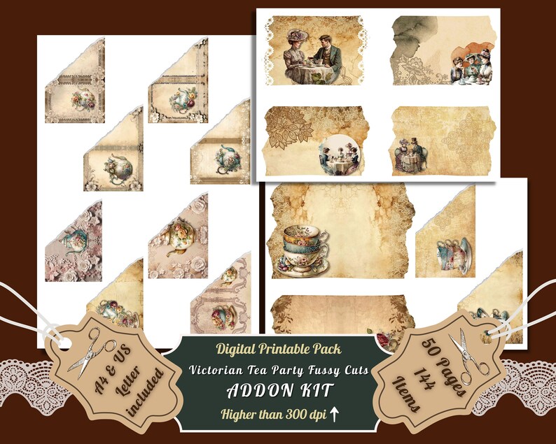 Printable Victorian Tea Party Digital Papers Mega Bundle - Etsy