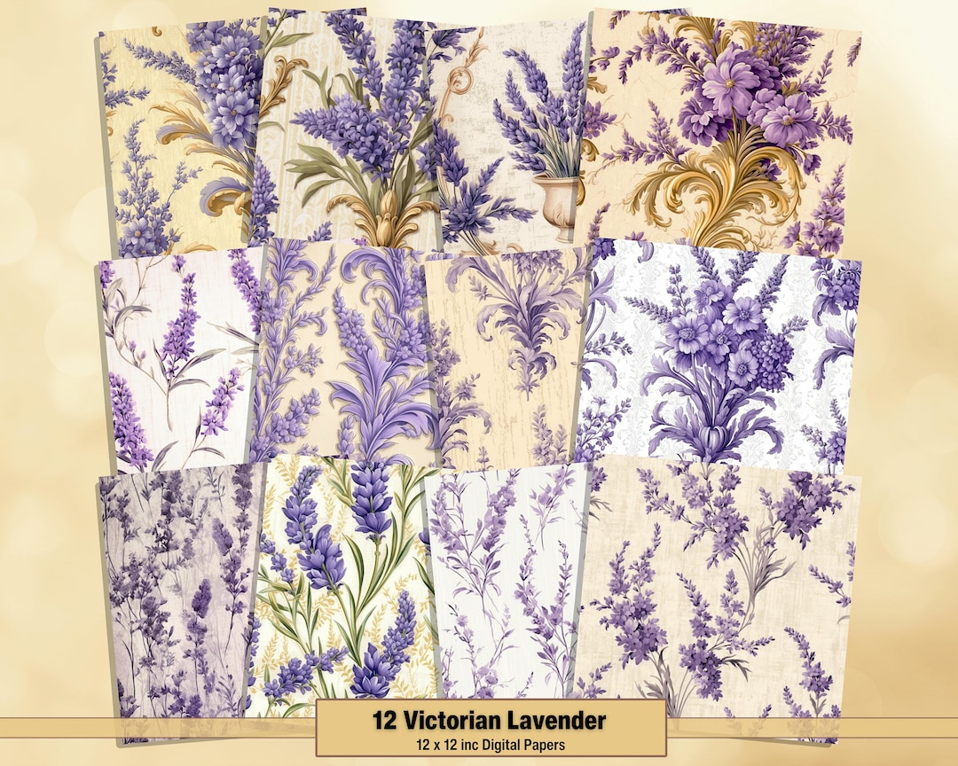 Printable Victorian Lavender Digital Papers, Floral Pages, Background ...