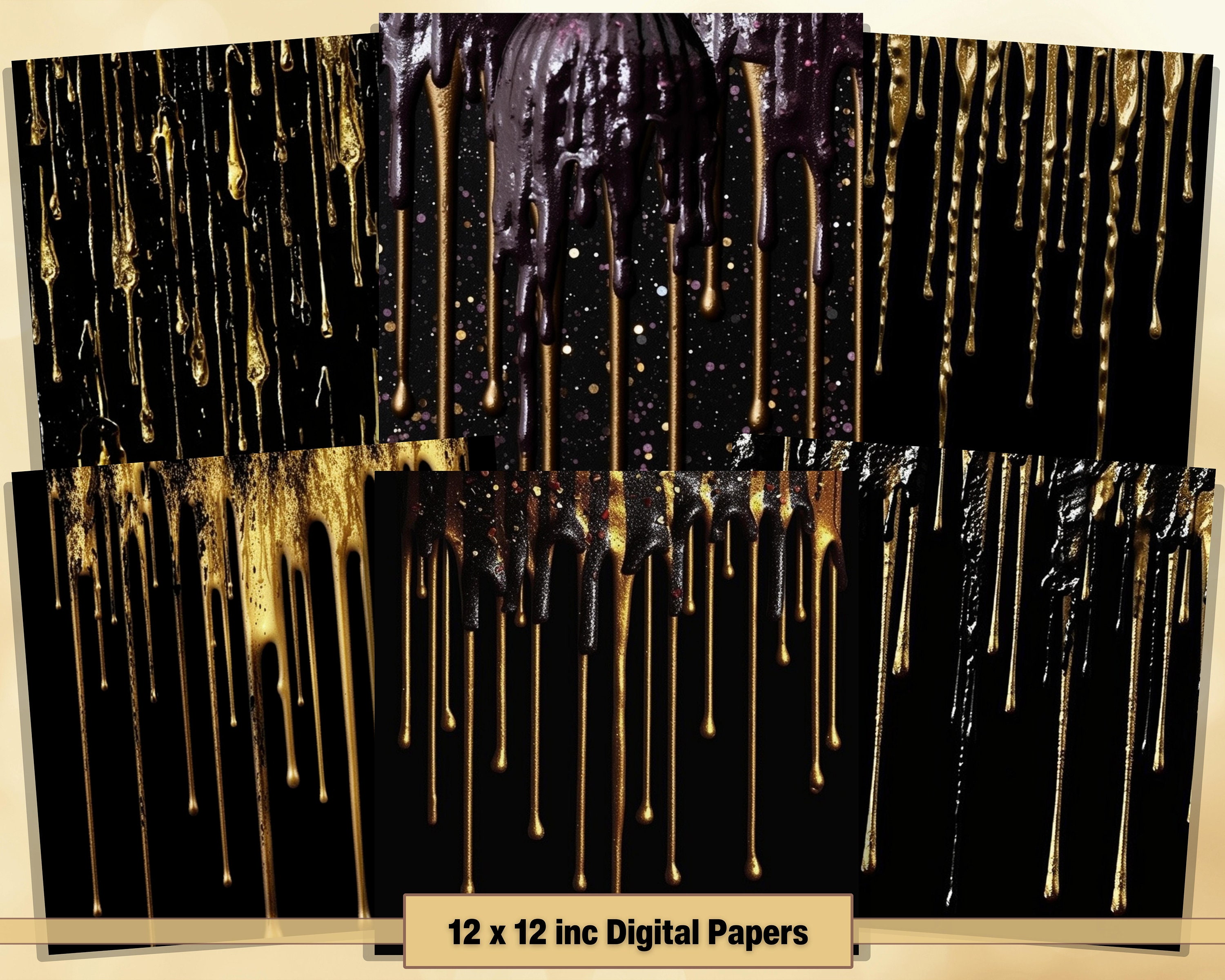 Printable Dark Dripping Glitter Digital Papers Drips Page - Etsy